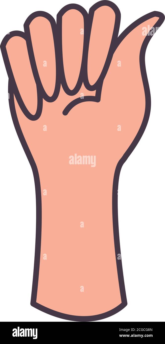 a hand sign language line and fill style icon design of People help ...