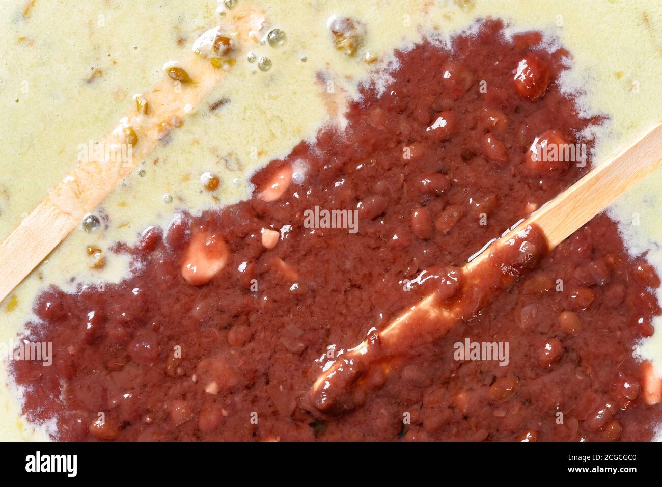 top view melted mung bean and red bean popsicles on a dish Stock Photo ...