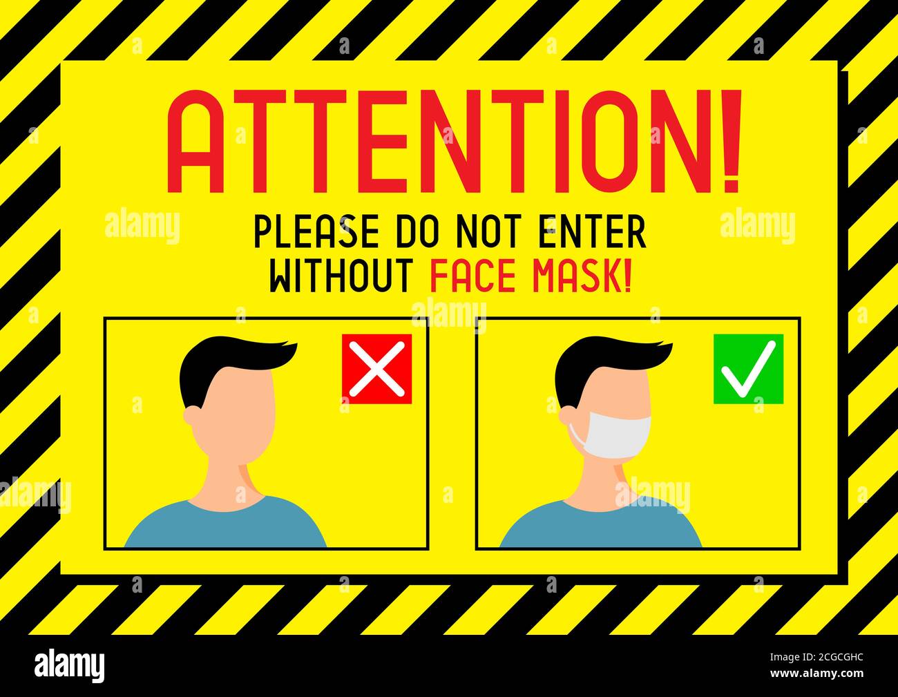 Face mask required - Covid-19, SARS-CoV-2 virus - vector illustration ...