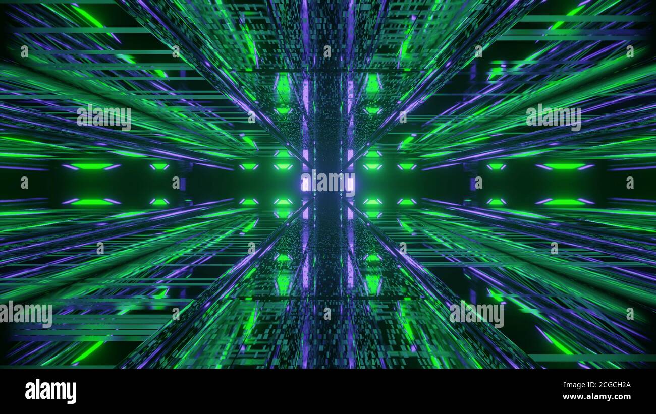 Network Port Theme Neon Tunnel 4k uhd 3d illustration background Stock ...