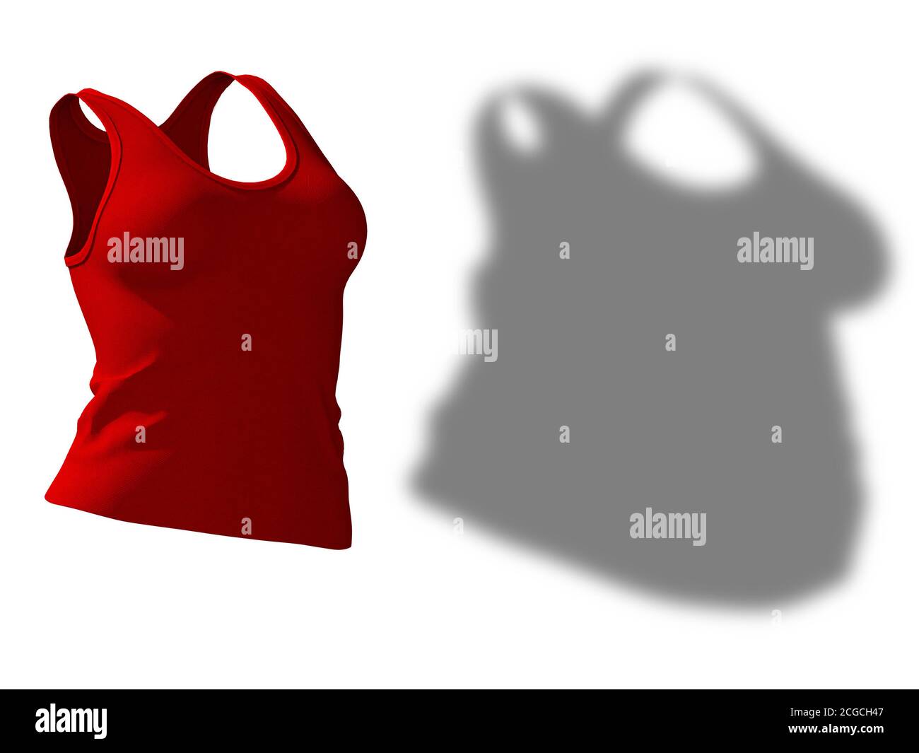 Conceptual fat overweight obese shadow female undershirt vs slim fit ...