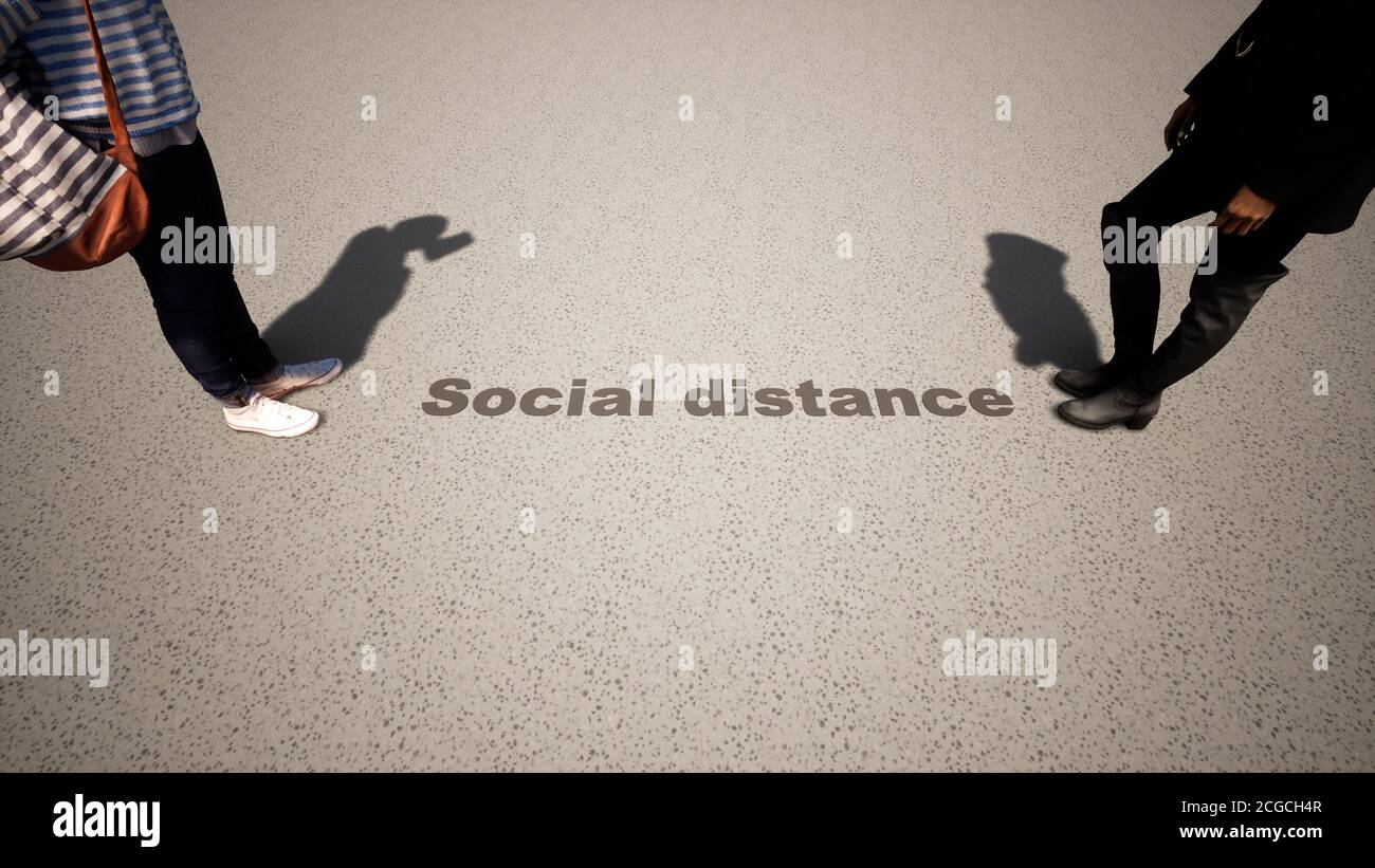 Concept or conceptual 3d illustration of shopping under social distance ...