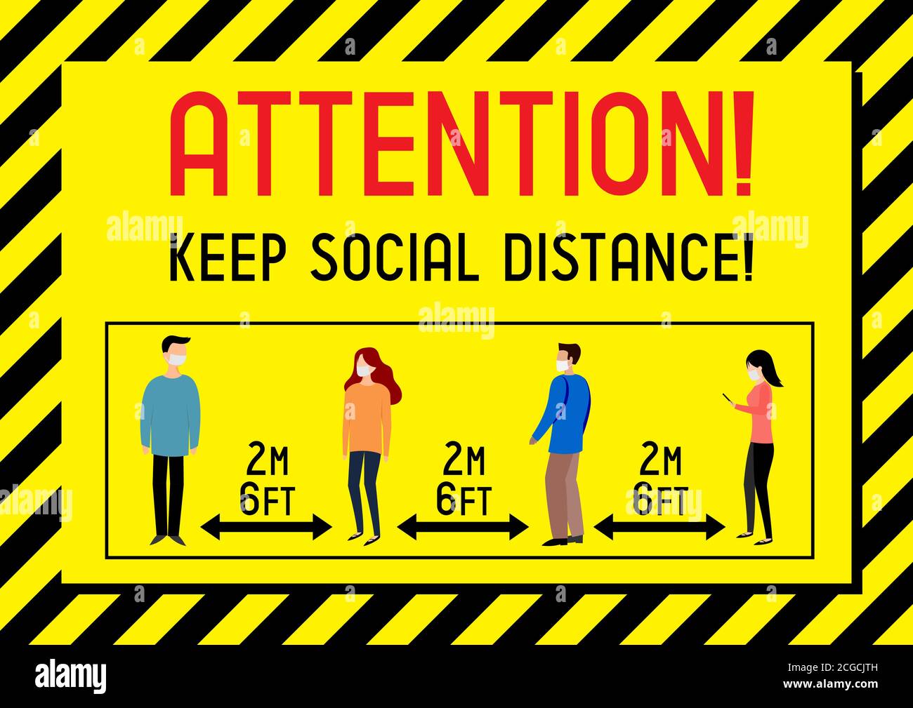 Keep social distance - Covid-19, SARS-CoV-2 virus - vector illustration ...