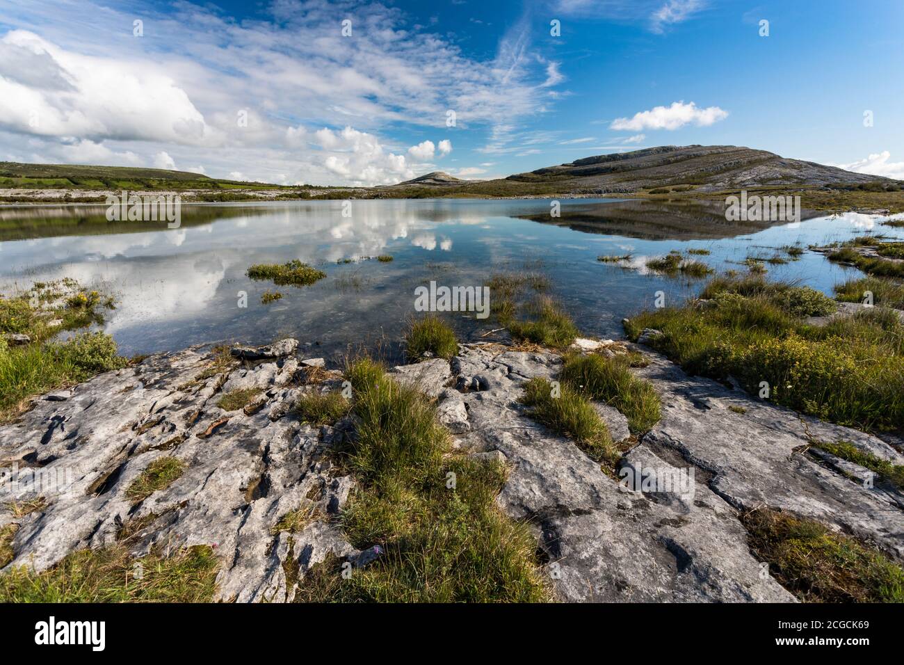 scenic landscape of the Burren national park in County Clare, Ireland ...