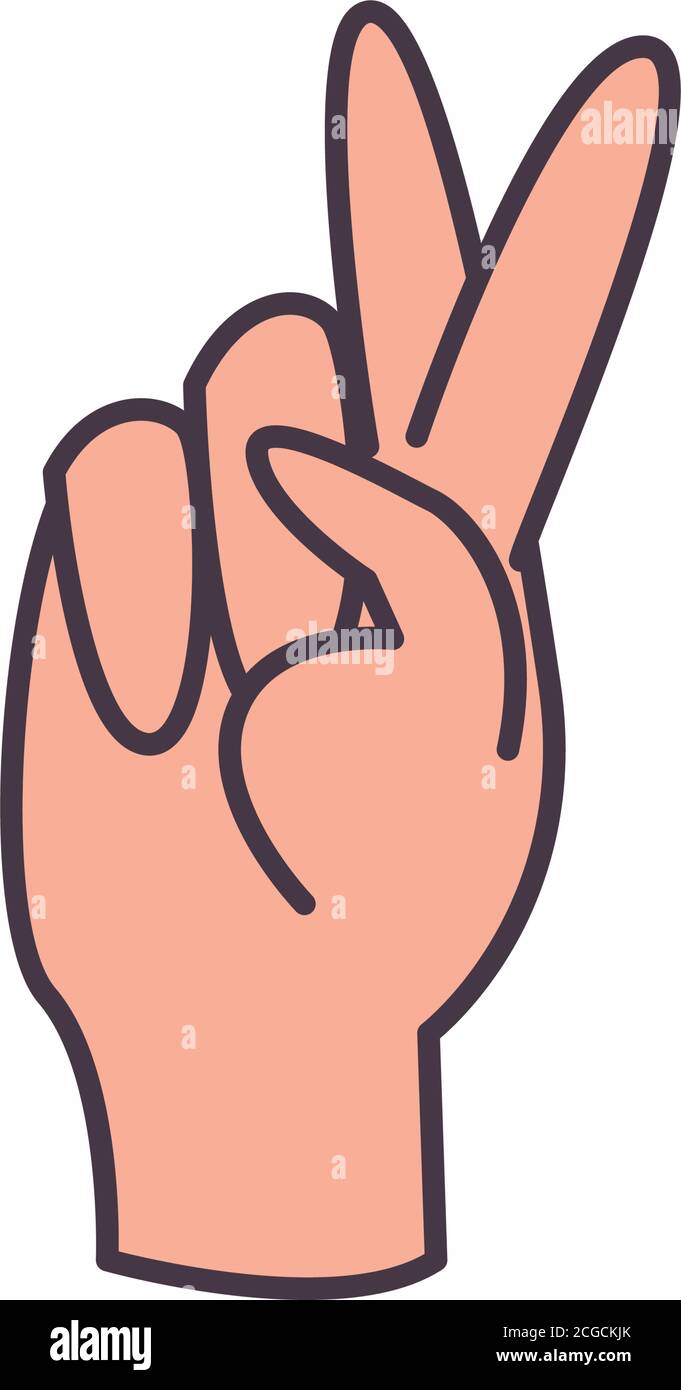 k hand sign language line and fill style icon design of People help ...