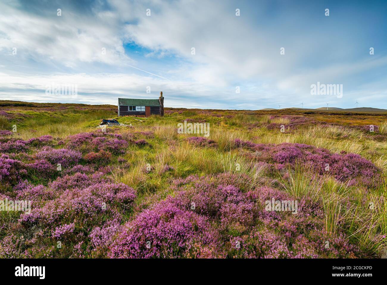 A Scottish shieling hut on peat bog near Stornoway on the Isle of Lewis ...