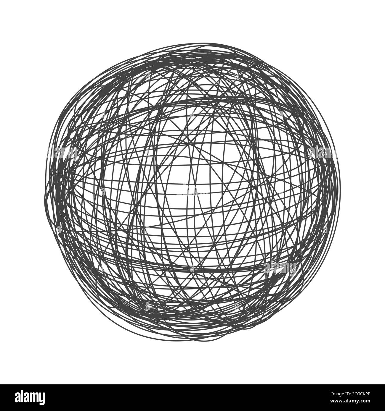 Tangle chaos abstract hand drawn messy scribble sphere ball vector ...