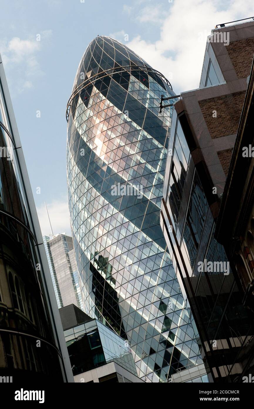 30 St Mary Axe, also known as The Gherkin skyscraper building in London ...