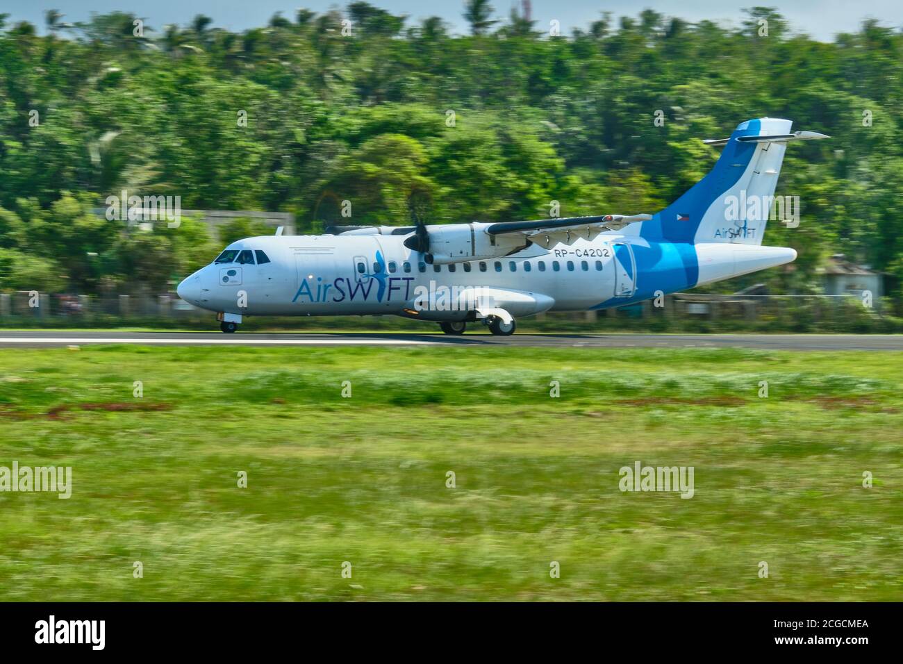 Boracay, Philippines - Jan 31, 2020: an ATR 42 aircraft with the tail ...
