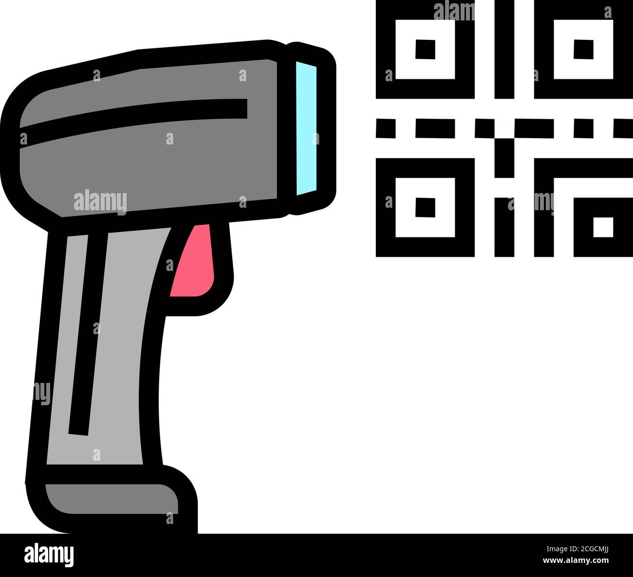 pistol for scanning bar code color icon vector isolated illustration ...