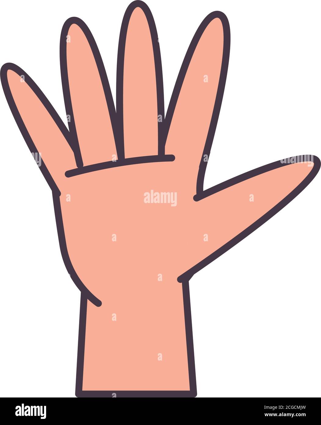 five hand sign language line and fill style icon design of People help ...
