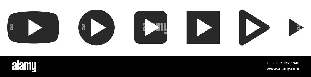 Set of play buttons. Play icons isolated. Black play symbol. Vector ...