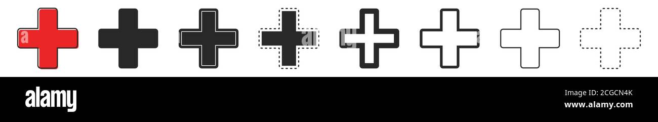 Medical Cross vector icons. Set of medical crosses on white background ...