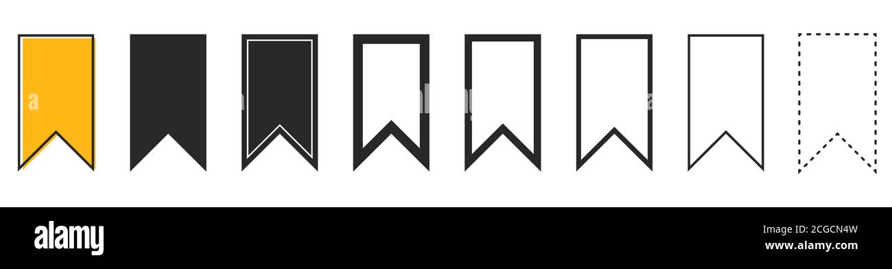 Bookmark icons on white background. Set of black bookmarks isolated ...