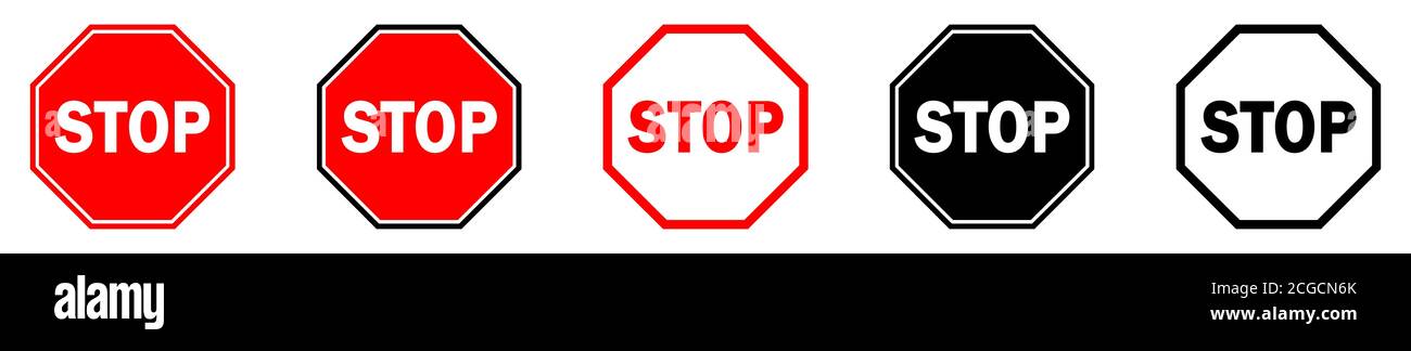STOP signs set. Red stop sign isolated. Vector illustration. Warning ...