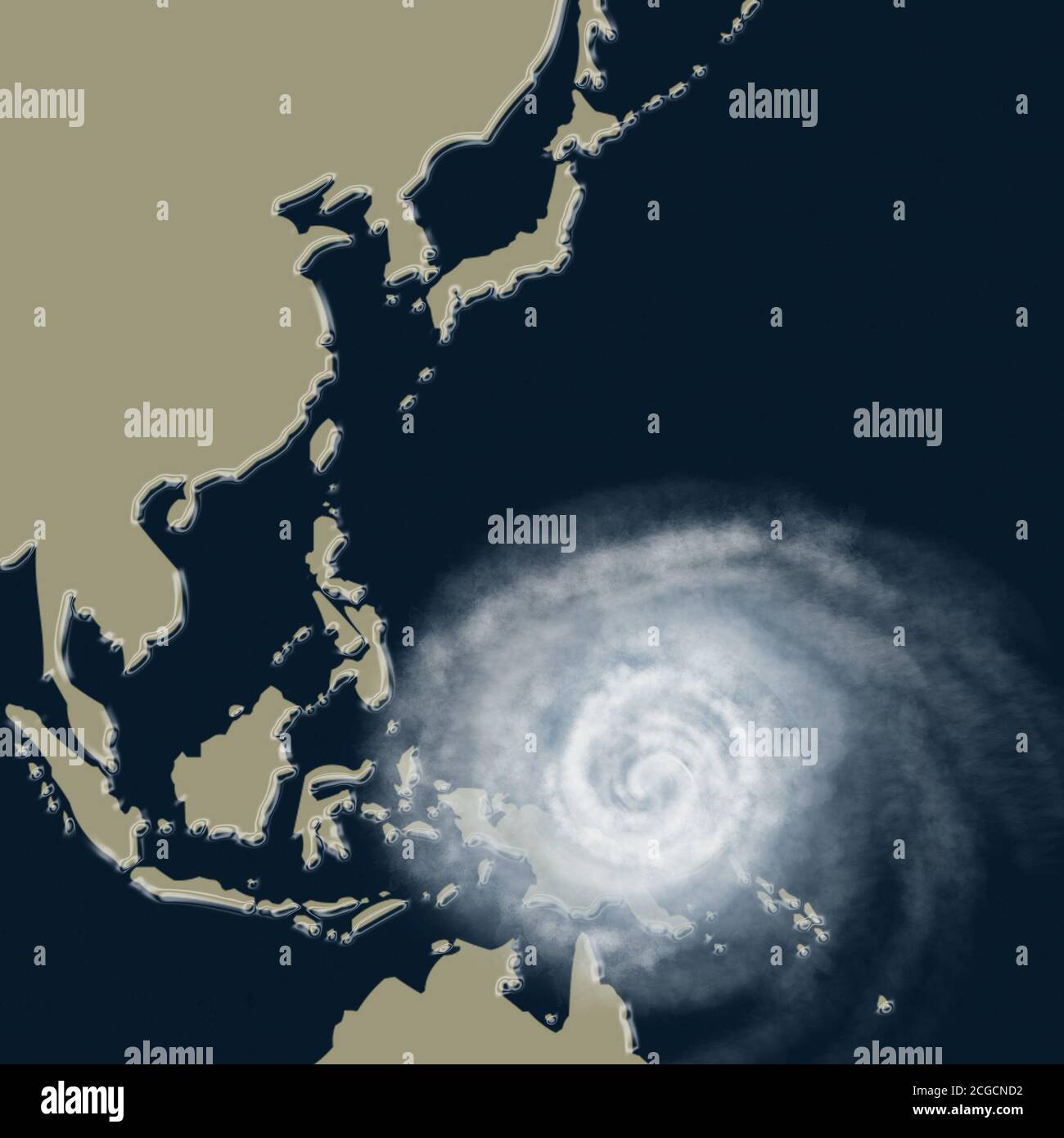 Weather illustration. Typhoon warning. Tropical storm Stock Photo - Alamy