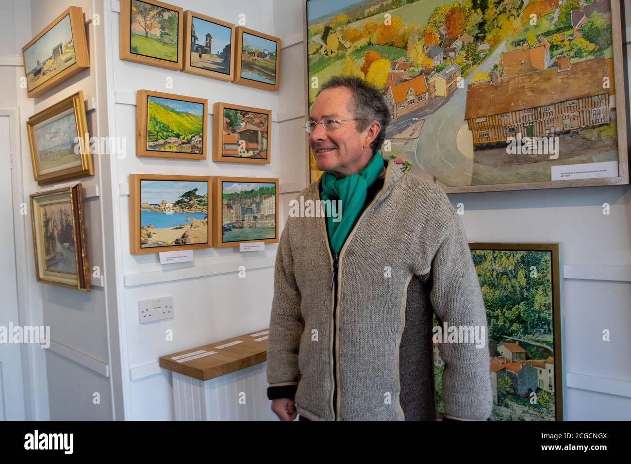 Painter John Bawtree with many of his mostly architectural works Stock ...