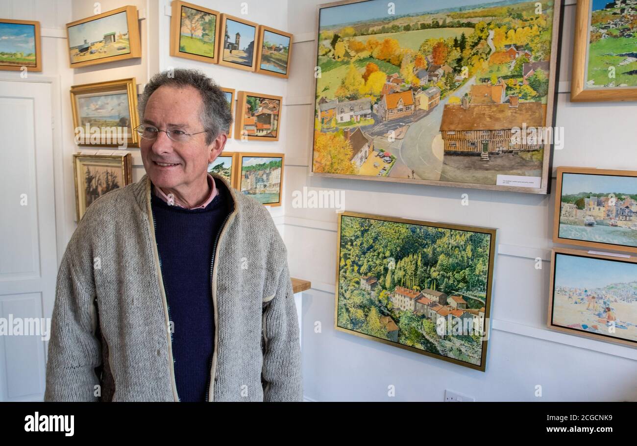 Painter John Bawtree with many of his mostly architectural works Stock ...