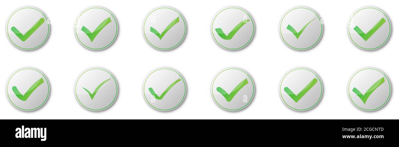 Set of check mark buttons isolated on white background. Vector ...