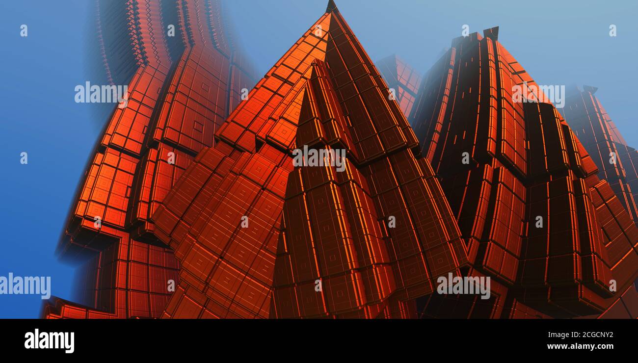 Abstract background, fantastic 3D structures, fictional sci fi ...