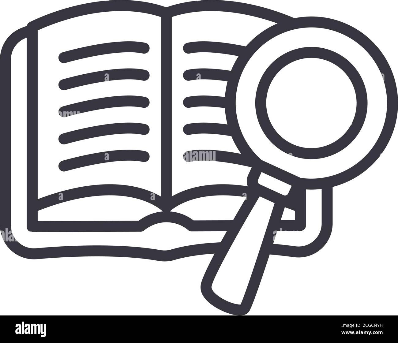 open book and lupe line style icon design, Education literature and ...