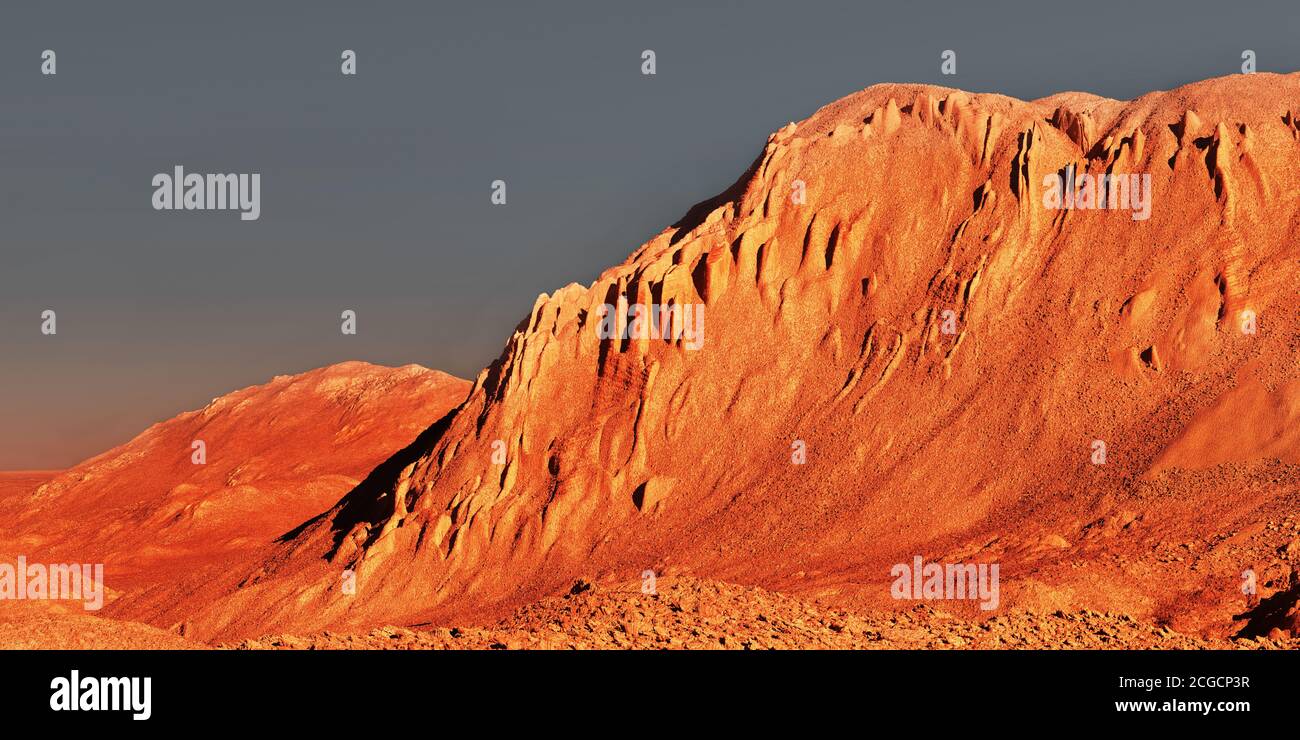 Mars landscape, 3d render of imaginary mars planet terrain, science ...