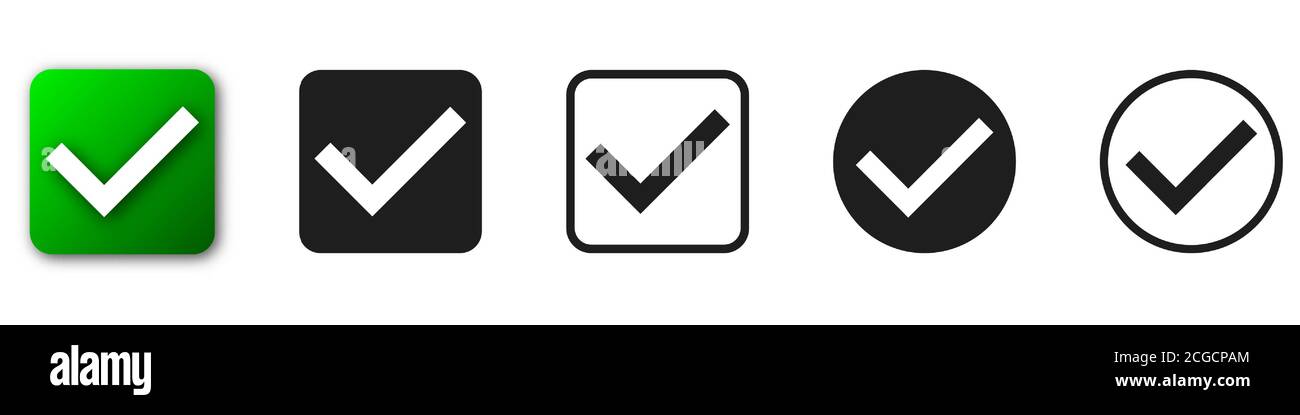 Set of check mark icons isolated on white background. Vector ...