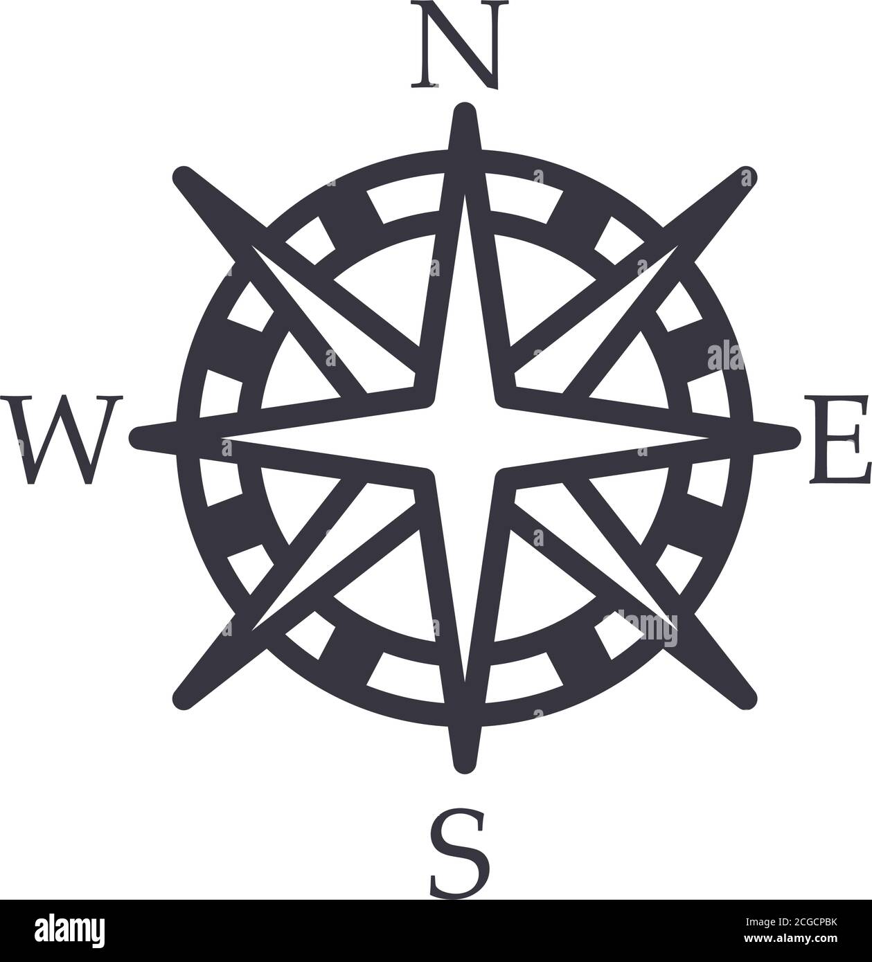Compass line style icon design, Tool navigation location north south ...