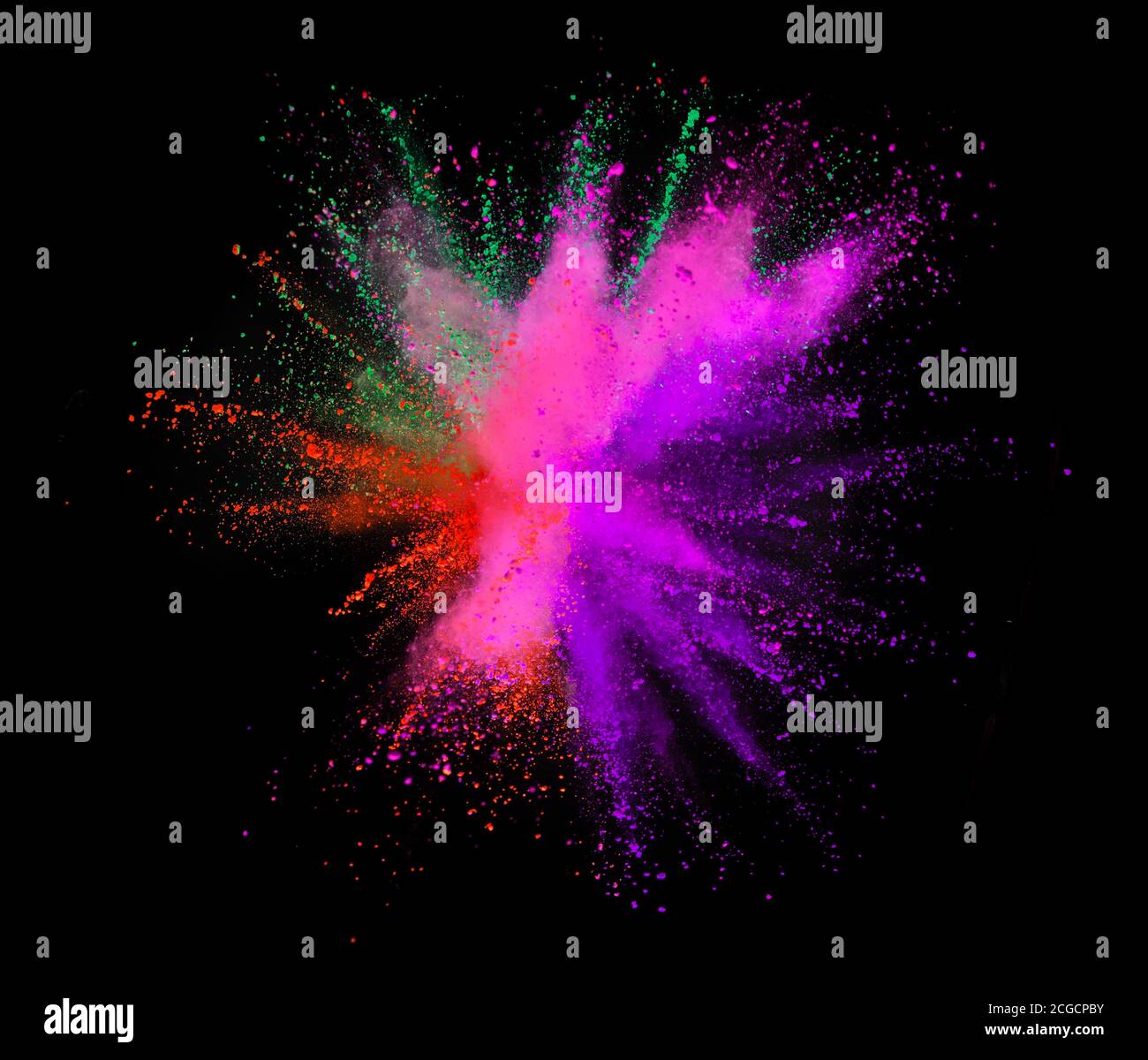 Explosion of colored powder isolated on black background. Abstract colored background Stock ...
