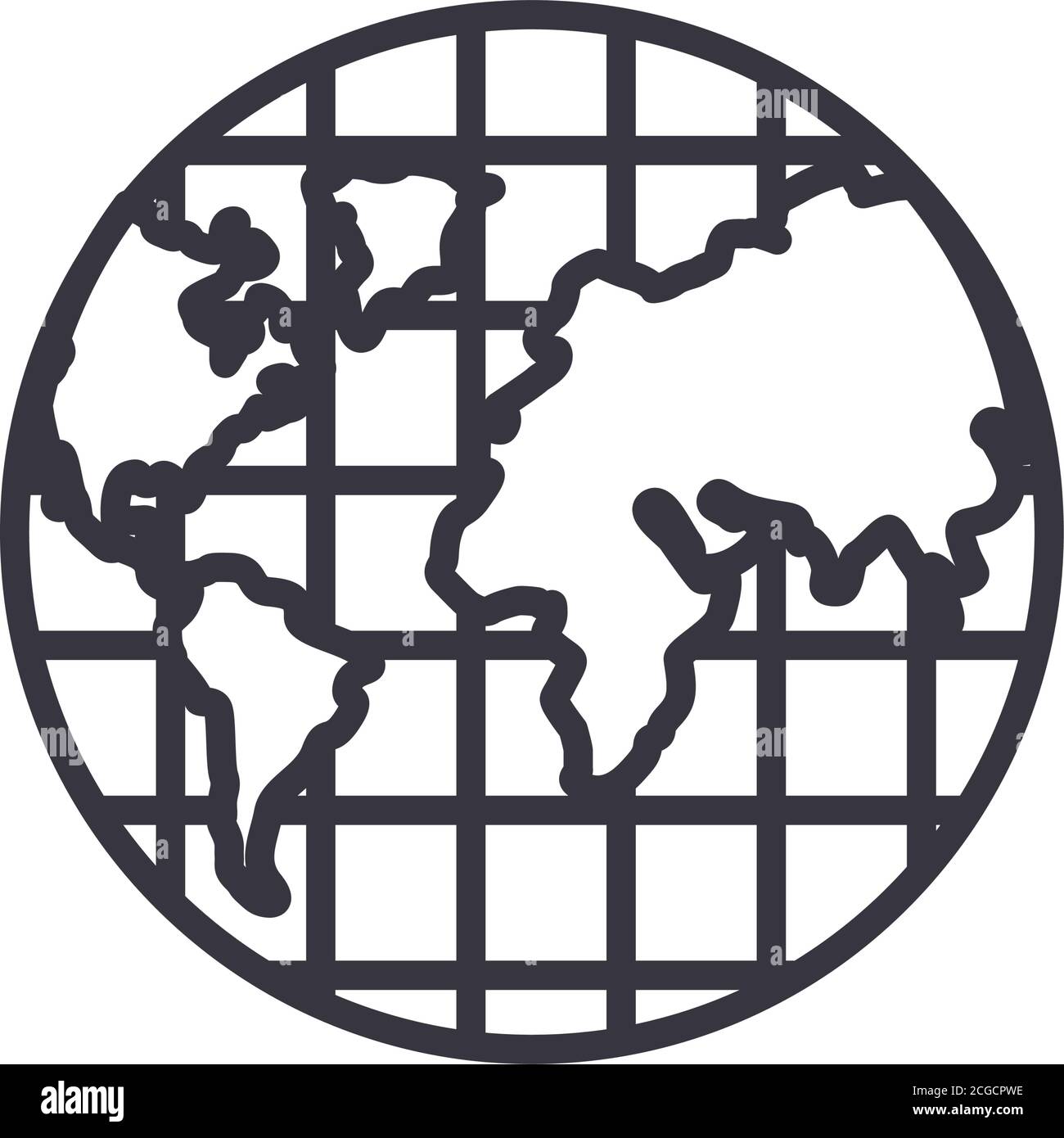World sphere line style icon design, Planet continent earth and globe ...