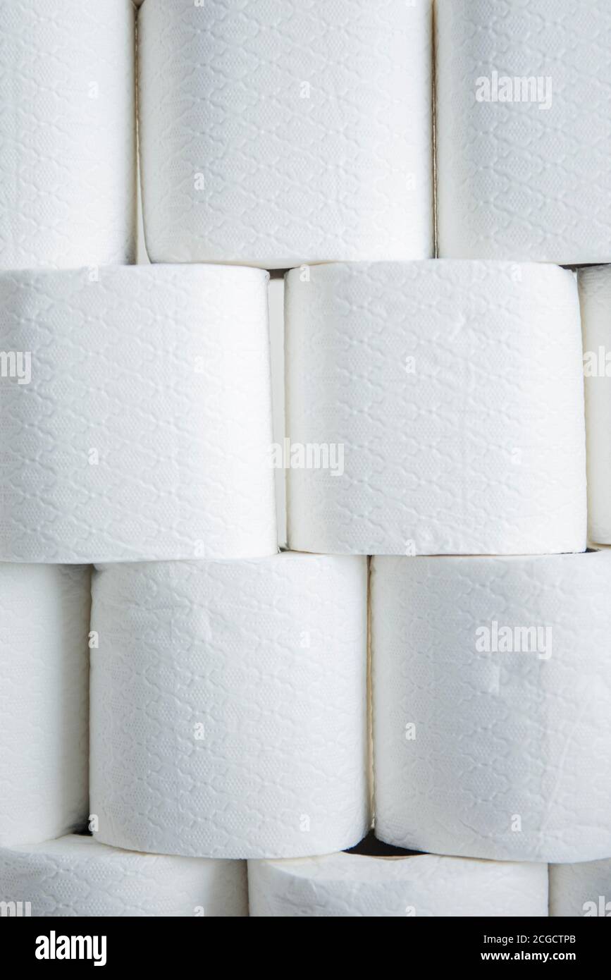 Stacked rolls of toilet paper Stock Photo - Alamy