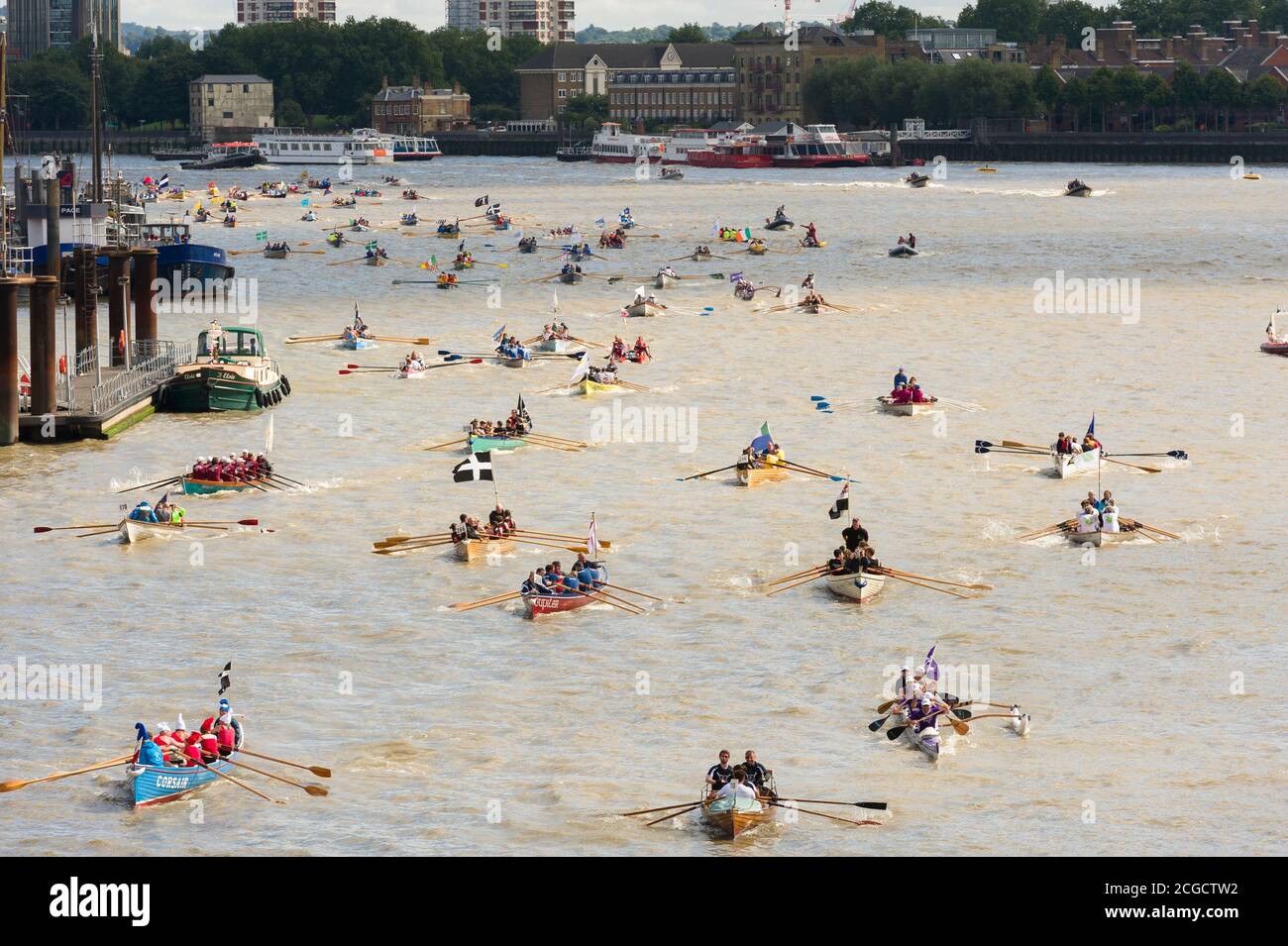 Boats taking part in The Great River Race is London's River Marathon ...
