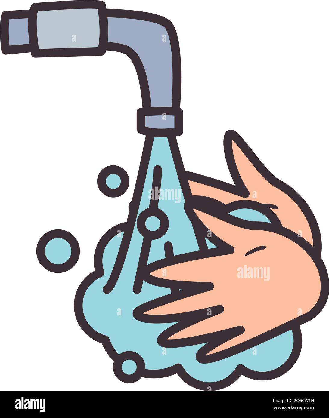 Washing hands under tap illustration Stock Vector Images - Alamy