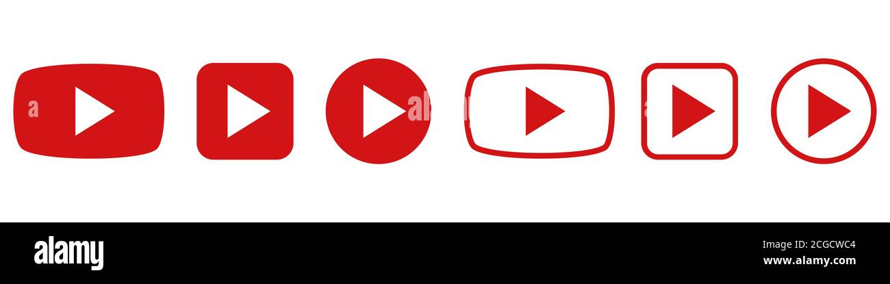 Set of play buttons. Play icons isolated. Red play symbol. Vector ...