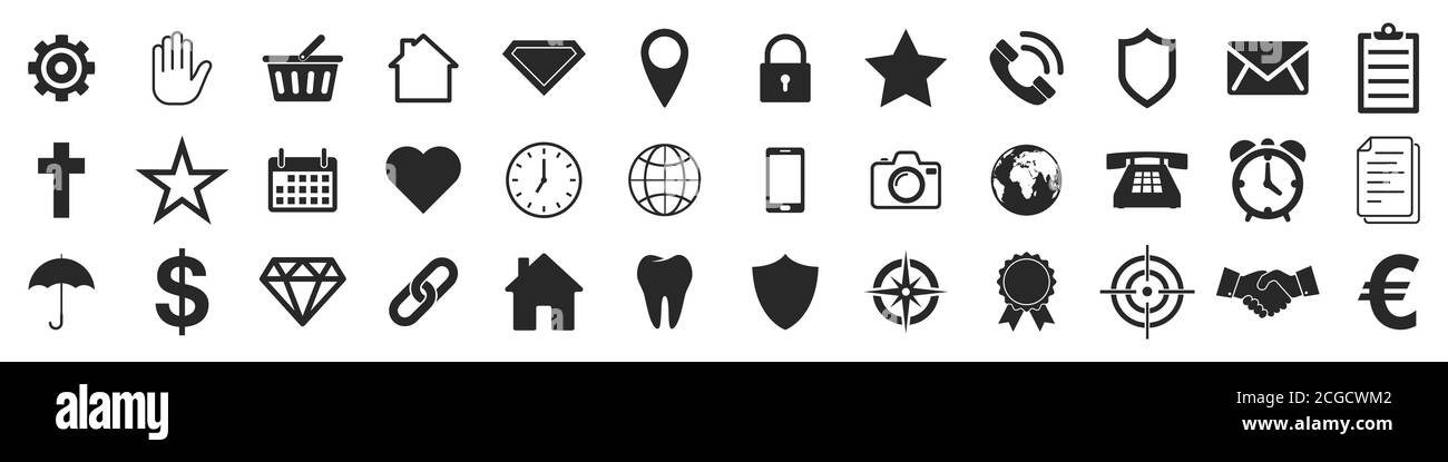Popular web icons. Set of black isolated icons. Conceptual icons in ...