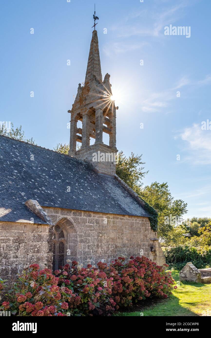 French landscape - Bretagne. An old church lost in the forest Stock ...