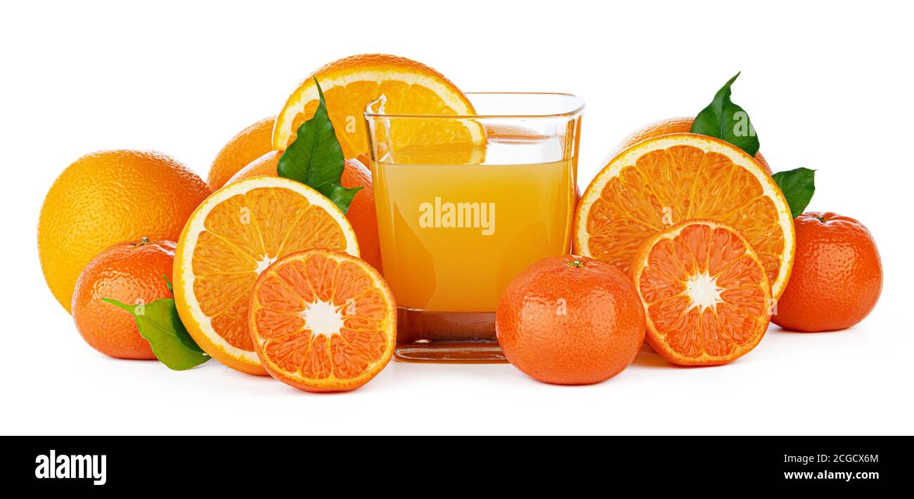 Fresh orange juice in glass isolated on white Stock Photo - Alamy