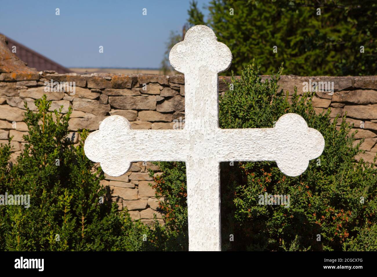White stone religious cross symbol of Christianity Stock Photo - Alamy
