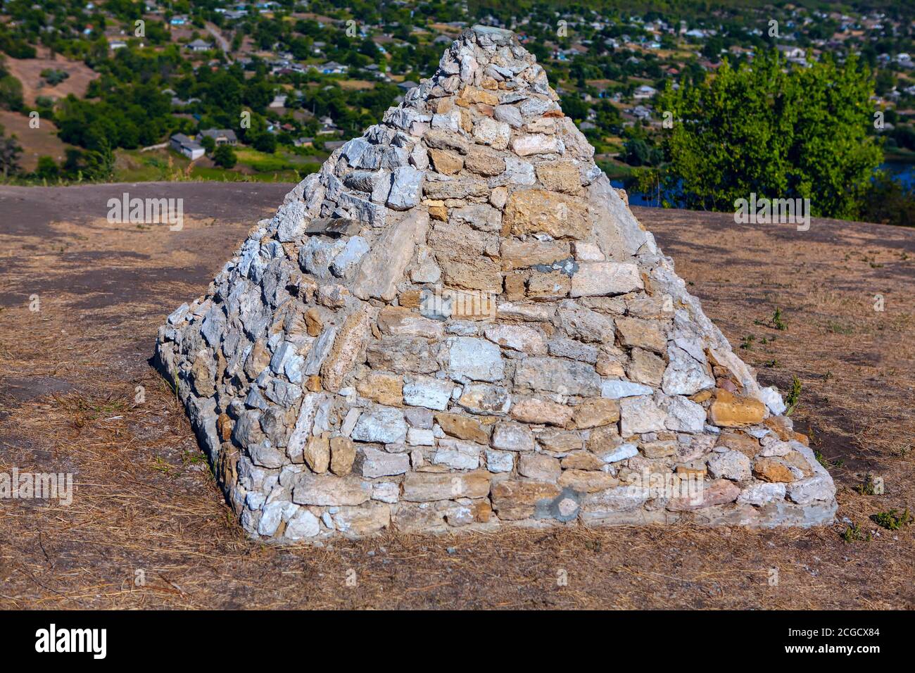 Pyramid shaped monument built of stones Stock Photo - Alamy