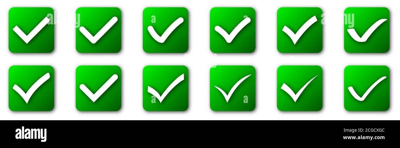 Set of check mark buttons isolated on white background. Vector ...