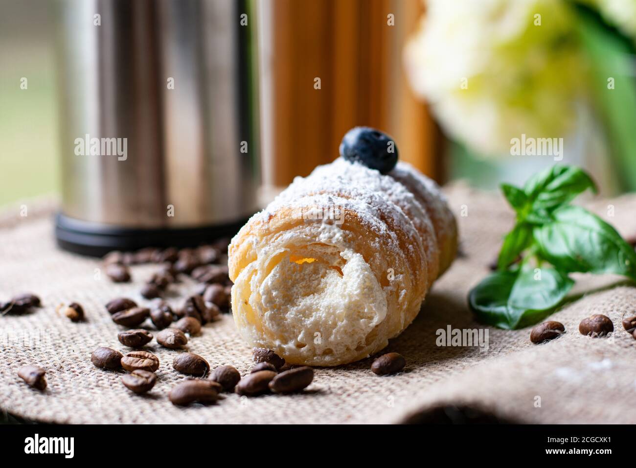 puff pastry rolls with cream filling Stock Photo - Alamy