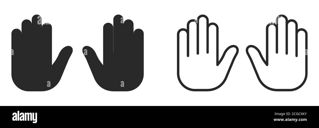 Stop Hand icons set isolated isolated. Linear blocked Hand icon in flat ...