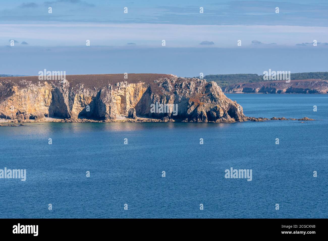 French landscape - Bretagne. Rocky coast with wild cliffs in the ...