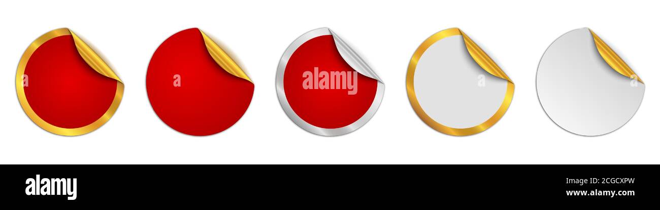 Set of cut out stickers. Vector illustration. Circular sticker mockup ...