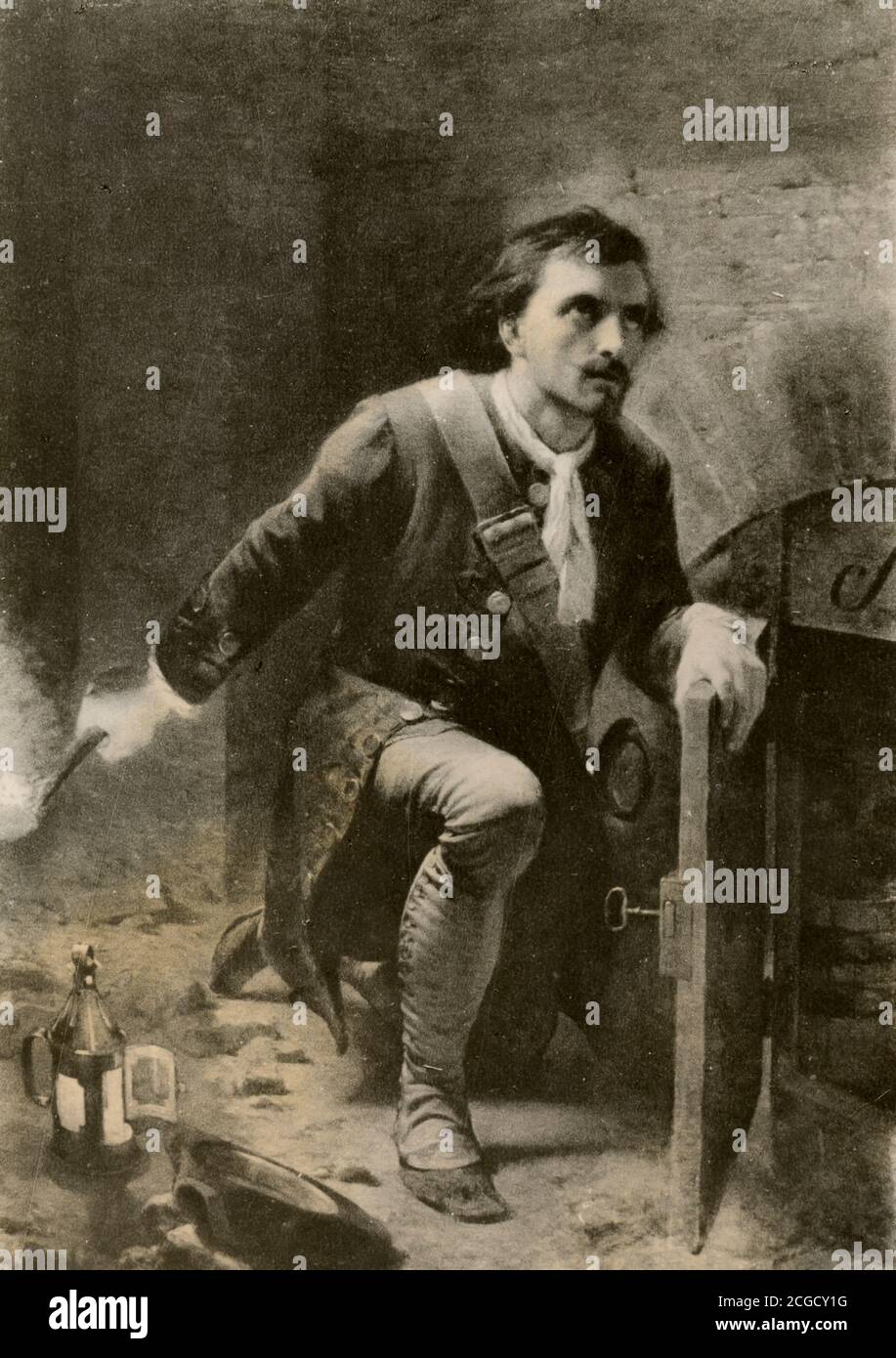 Andrea Gastaldi. Pietro Micca on the verge of igniting the powder keg ...