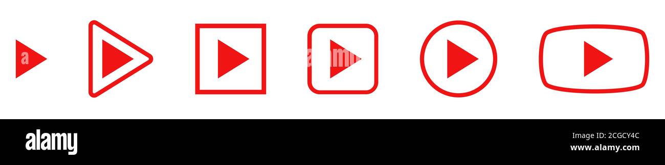 Set of play buttons. Play icons isolated. Red play symbol. Vector ...