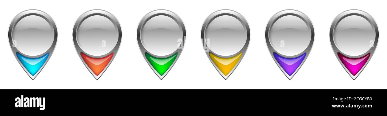 Location pin icons set. Colorful navigation icons. Map pointer icons isolated. Vector ...