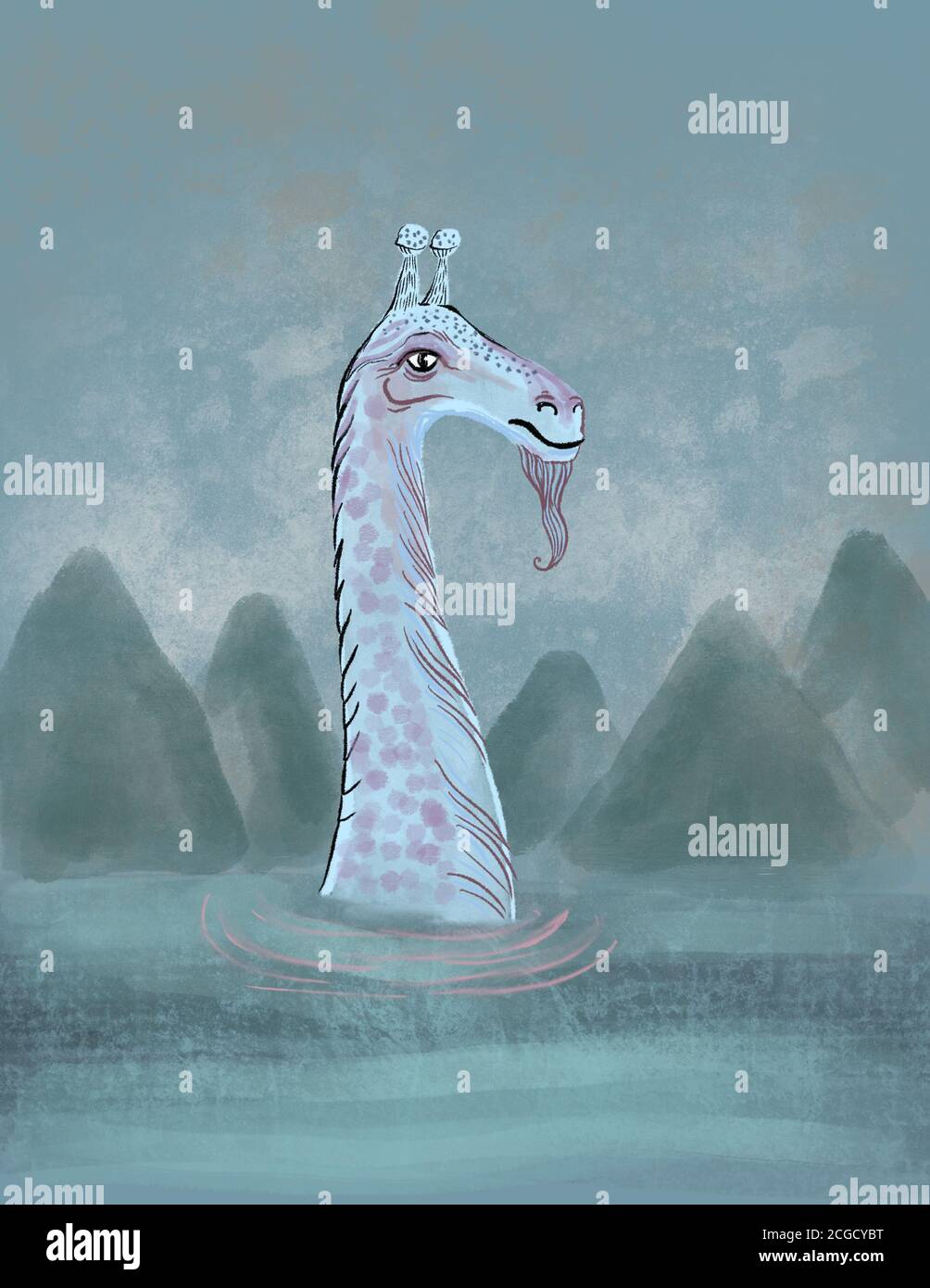 LOCH NESS MONSTER Illustration of a Cryptid monster Stock Photo - Alamy