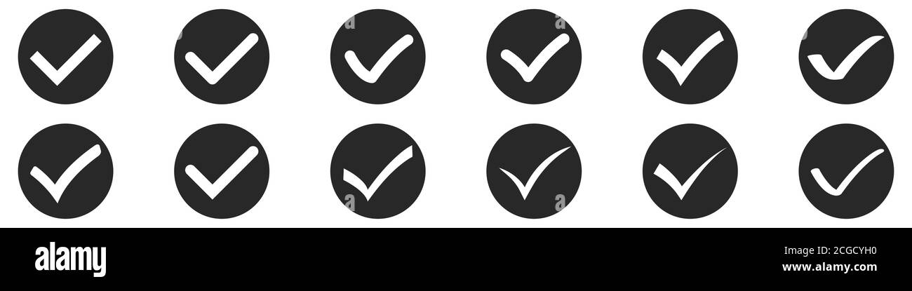 Set of check mark icons isolated on white background. Vector ...