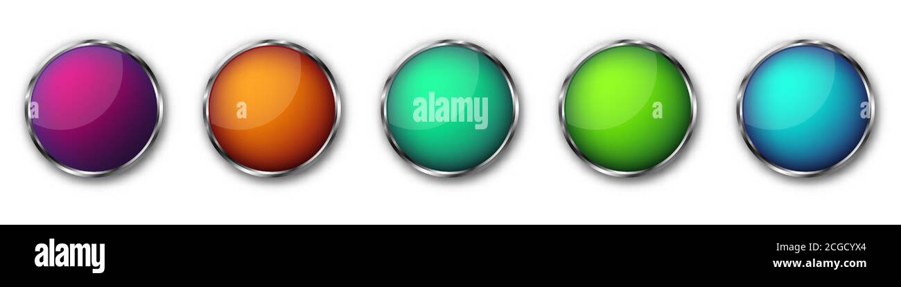 Buttons with chrome frame. Vector illustration. Chrome frame buttons ...